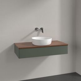 Villeroy & Boch Villeroy und Boch Antao Waschtisch-Unterschrank K09012HL 100x19x50cm, Waschbeckenplattenfarbe warm walnut, leaf green matt lacquer
