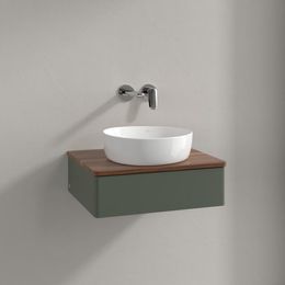 Villeroy & Boch Villeroy und Boch Antao Waschtisch-Unterschrank K07012HL 60x19x50cm, Waschbeckenplattenfarbe warm walnut, leaf green matt lacquer