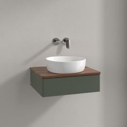Villeroy & Boch Villeroy und Boch Antao Waschtisch-Unterschrank K07112HL 60x19x50cm, Waschbeckenplattenfarbe warm walnut, leaf green matt lacquer