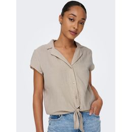 Kurzarmbluse Only "ONLTHYRA LIFE CAPSLEEVE SHIRT WVN", Damen, Gr. L (40), oxford tan, Web, Obermaterial: 100% Baumwolle, unifarben, regular fit kurz, V-Ausschnitt, Blusen, Baumwolle, regular fit