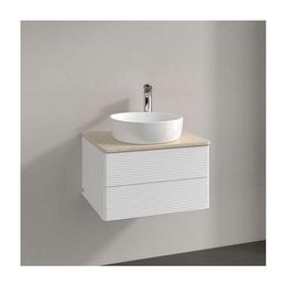 Villeroy & Boch Villeroy und Boch Antao Waschtisch-Unterschrank L18113MT mit Beleuchtung, 2 Ausz&uuml;ge, 600 x 360 x 500 mm, Front mit Struktur, White Matt Lacquer / Botticino
