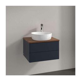 Villeroy & Boch Villeroy und Boch Antao Waschtisch-Unterschrank K18052HG 60x36x50cm, Hahnloch, Waschbeckenplattenfarbe warm walnut, midnight blue matt lacquer