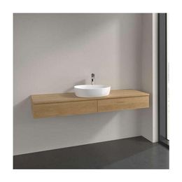 Villeroy & Boch Villeroy und Boch Antao Waschtisch-Unterschrank L14111HN mit Beleuchtung, 2 Ausz&uuml;ge, 1600 x 190 x 500 mm, Front mit Struktur, Honey Oak / Honey Oak