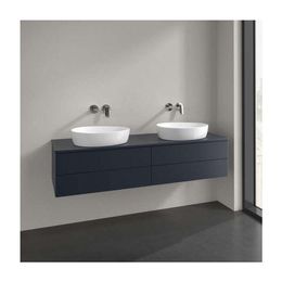 Villeroy & Boch Villeroy und Boch Antao Waschtisch-Unterschrank L28010HG mit Beleuchtung, 160x36x50cm, Waschbeckenplattenfarbe Lack, midnight blue matt lacquer