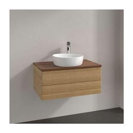Villeroy & Boch Villeroy und Boch Antao Waschtisch-Unterschrank K19152HN 80x36x50cm, Hahnloch, Waschbeckenplattenfarbe warm walnut, honey oak