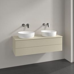 Villeroy & Boch Villeroy und Boch Antao Waschtisch-Unterschrank L24150HJ 120x36x50cm, Hahnloch, Waschbeckenplattenfarbe Lack, silk grey matt lacquer