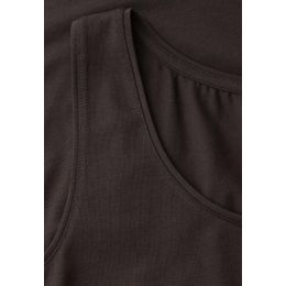 Tanktop Street One "Style Anni", Damen, Gr. 34, espresso braun, Jersey, Obermaterial: 48% Baumwolle, 48% Modal, 4% Elasthan, regular fit taillenbedeckt, Rundhals, Tops Tanktop