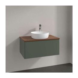 Villeroy & Boch Villeroy und Boch Antao Waschtisch-Unterschrank L30052HL mit Beleuchtung, 1 Auszug, 800 x 360 x 500 mm, Front ohne Struktur, Leaf Green Matt Lacquer / Warm Walnut