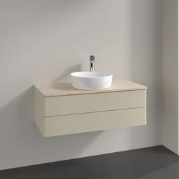 Villeroy & Boch Villeroy und Boch Antao Waschtisch-Unterschrank K20053HJ 100x36x50cm, Hahnloch, Waschbeckenplattenfarbe botticino, silk grey matt lacquer