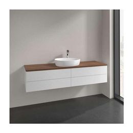 Villeroy & Boch Villeroy und Boch Antao Waschtisch-Unterschrank L25152GF mit Beleuchtung, 4 Ausz&uuml;ge, 1600 x 360 x 500 mm, Front mit Struktur, Glossy White Lacquer / Warm Walnut