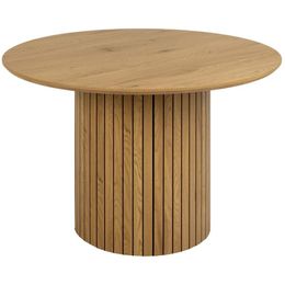 P & B Esstisch, Natur, Holzwerkstoff, rund, S&auml;ule, 120x75x120 cm, Esszimmer, Tische, Esstische, Esstische rund