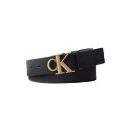 Lederg&uuml;rtel Calvin Klein "CK BUCKLE PEBBLE 40MM", Damen, Gr. 90, schwarz, antique brass, B&uuml;ffelleder, unifarben, G&uuml;rtel Lederg&uuml;rtel, Regular fit und gr&ouml;&szlig;enverstellbar