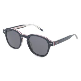 Tommy Hilfiger TH 2185/S | Herren-Sonnenbrille | Fassung: Vollrand, Panto, Acetat, Blau | Glasfarbe: Grau