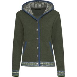 Reitmayer Jacquard-Cardigan mit Kapuze Gr&uuml;n/Beige (Gr&ouml;&szlig;e: 34)