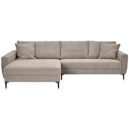 Xora Ecksofa, Hellgrau, Textil, 3-Sitzer, F&uuml;llung: Schaumstoff, Ottomane links, L-Form, 283x174 cm, Stoffauswahl, seitenverkehrt erh&auml;ltlich, Wohnzimmer, Sofas & Couches, Wohnlandschaften, Ecksofas