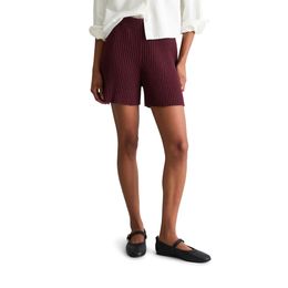 Marc O'Polo Shorts MARC O'POLO DENIM "aus geripptem Organic Cotton-Mix", Damen, Gr. L, Normalgr&ouml;&szlig;en, merlot rot, Obermaterial: 81% Baumwolle, 19% Polyamid, unifarben, slim fit kurz, Hosen Shorts