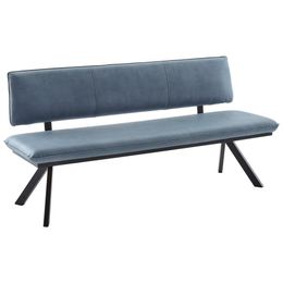 Cantus Sitzbank, Schwarz, Hellblau, Metall, Textil, 3-Sitzer, 160x86x60 cm, Fu&szlig;auswahl, Stoffauswahl, Typenauswahl, mit R&uuml;ckenlehne, in verschiedenen Gr&ouml;&szlig;en erh&auml;ltlich, Esszimmer, B&auml;nke, Sitzb&auml;nke