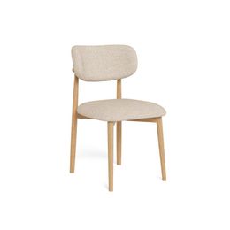 P & B Stuhl Absalon, Beige, Holz, Textil, Eiche, massiv, rund, 49x80x51 cm, Esszimmer, St&uuml;hle, Esszimmerst&uuml;hle, Vierfu&szlig;st&uuml;hle