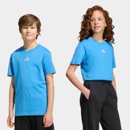T-Shirt adidas Sportswear "ESSENTIALS KIDS", Jungen, Gr. 128, ray blau, wei&szlig;, Obermaterial: 100% Baumwolle, normal, Rundhals, Shirts T-Shirt, f&uuml;r Kinder, mit Rundhalsausschnitt, ohne Verschluss, pflegeleicht