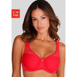 Minimizer-BH Nuance, Damen, Gr. 80, Cup D, rot, Spitze, Obermaterial: 82% Polyamid, 12% Elasthan, 6% Polyester, Basic, BHs Minimizer-BH, mit B&uuml;gel und graphischer Alloverspitze &ndash; ideal f&uuml;r gro&szlig;e Gr&ouml;&szlig;en
