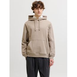 Jack & Jones Kapuzensweatshirt JACK & JONES "JORNORREBRO EMB SWEAT HOOD NOOS", Herren, Gr. L, vintage khaki, angeraute Sweatware, Obermaterial: 89% Baumwolle, 11% Polyester, unifarben, relaxed fit normal, Rundhals, Rippb&uuml;ndchen, Sweatshirts, mit Logo Print