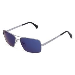 Fielmann MC 579 SUN CL | Herren-Sonnenbrille | Fassung: Vollrand, Quadratisch, Metall, Gun Hell | Glasfarbe: Grau Spiegel Blau