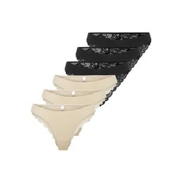 Slip Only "Slip ONLCHLOE LACE BRAZIL 6P 6er Pack", Damen, Gr. M, bunt (schwarz, beige), Obermaterial: 90% Polyamid PA. 10% Elasthan EL., Unterhosen Slip
