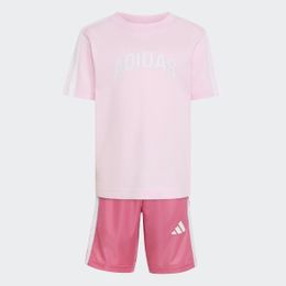 Trainingsanzug adidas Sportswear "ADIDAS COLLEGIATE KIDS SET", Jungen, Gr. 128, clear pink, Obermaterial: 100% Baumwolle. Obermaterial Hose: 100% Polyester, Sportanz&uuml;ge Trainingsanzug