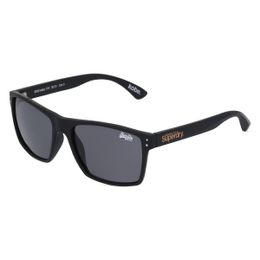 Superdry KOBE | Herren-Sonnenbrille | Fassung: Vollrand, Quadratisch, Kunststoff, Schwarz Matt | Glasfarbe: Grau