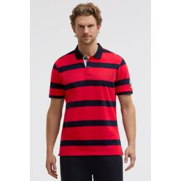 Poloshirt Gaastra, Herren, Gr. L, core rot, Piqu&eacute;, Material: 100% Baumwolle, bedruckt, gestreift, regular fit normal, hoch geschlossener Ausschnitt, eingesetzt Rippb&uuml;ndchen, Shirts, mit Seitenschlitze