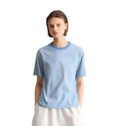 Marc O'Polo T-Shirt MARC O'POLO DENIM "aus Organic Cotton", Damen, Gr. L, light blau, Obermaterial: 100% Baumwolle, gestreift, Basic, regular fit, Rundhals, normaler Saum, Shirts T-Shirt