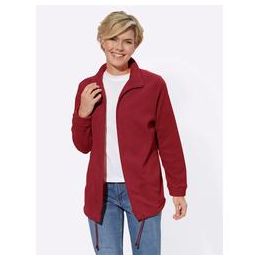 Fleecejacke Casual Looks, Damen, Gr. 22, rot (dunkelrot), 100% Polyester, unifarben, l&auml;ssig geschnitten, Jacken Fleecejacke