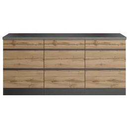 Unterschrank KOCHSTATION "KS-Riesa", braun (wotaneiche), B:180cm H:86cm T:60cm, Holzwerkstoff, Schr&auml;nke, Unterschrank, Breite 180 cm, MDF-Fronten