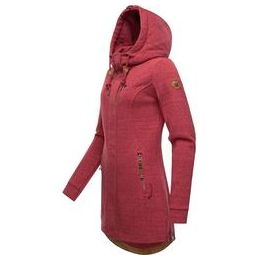 Langjacke Ragwear "Letty Intl.", Damen, Gr. XL (42), lila (himbeere), Sweatware, 54% Polyester, 41% Baumwolle, 5% Viskose, tailliert ca. Mitte Oberschenkel, hoch geschlossener Ausschnitt, &Auml;rmel ohne &Auml;rmelschlitz normaler Saum, Jacken Langjacke, Sportliche Kapuzenjacke mit Kunstleder-Elementen