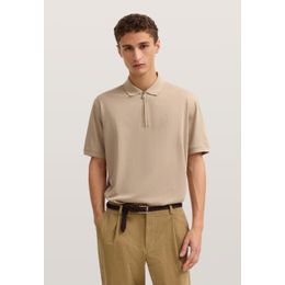 Poloshirt Bugatti, Damen, Gr. L, 40, beige, 50% Baumwolle, 50% Polyester, unifarben, normal, ohne Ausschnitt, Shirts, mit kurzem Rei&szlig;verschluss