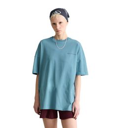 Marc O'Polo T-Shirt MARC O'POLO DENIM "aus Heavy Jersey", Damen, Gr. L, blau dawn, Obermaterial: 100% Baumwolle, unifarben, Basic, oversize, Rundhals, Shirts T-Shirt
