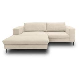 Ecksofa DOMO collection "Modica kompakt und elegant, Breite 244, L-Form", beige (creme), B:244cm H:83cm T:173cm, 100% Polyester, Sofas, Ecksofa, moderne Optik mit extrabreiter Recamiere, auch in Cord