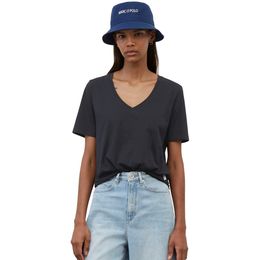Marc O'Polo V-Shirt MARC O'POLO, Damen, Gr. XL, blau (manic midnight), Jersey, Obermaterial: 100% Baumwolle, unifarben, V-Ausschnitt, Shirts