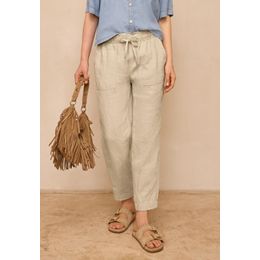 Stoffhose STREET ONE STUDIO, Damen, Gr. 34, L&auml;nge 28, warm beige, Stoff, 100% Leinen, unifarben, loose fit kn&ouml;chellang, Hosen Stoffhose, Middle Waist