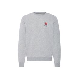 Longpullover Blend "Sweater BHJapa Backprint", Herren, Gr. M, grau (stone mix), Obermaterial: 60% Baumwolle CO. 40% Polyester PES., Pullover Longpullover