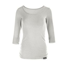 3/4-Arm-Shirt WINSHAPE "WS4", Damen, Gr. S, grau (grau melange), 48% Baumwolle, 48% Polyester, 4% Elasthan, Rundhals, Shirts 3/4-Arm-Shirt