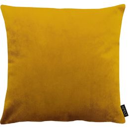 Dekokissen Apelt "Castello, Uni Samt" Gr. 1, gelb (gelb, unifarben), B:40cm L:40cm, Bezug: 100% Polyester, Dekokissen_Sitzkissen_Kissenh&uuml;llen, Kissenh&uuml;lle ohne F&uuml;llung, 1 St&uuml;ck