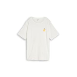 Tom Tailor Damen Plus Size - T-Shirt mit H&auml;kel-Detail, wei&szlig;, Uni, Gr. 54