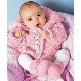 Anleitung 477/0, Babyjacke und Sch&uuml;hchen mit H&auml;kelr&auml;ndern aus Micro von Junghans-Wolle