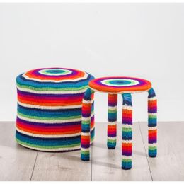 Anleitung 324/1, Hockerbezug und Sitzpouf aus Poco von Junghans-Wolle