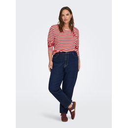 Only sheego Gro&szlig;e Gr&ouml;&szlig;en Langarmshirt, barbados cherry stripes:cloud dancer/ w. emb. hearts, Gr&ouml;&szlig;e L - Damen
