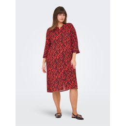 Only sheego Gro&szlig;e Gr&ouml;&szlig;en Blusenkleid, poppy red aop:upscaled leo, Gr&ouml;&szlig;e 50 - Damen