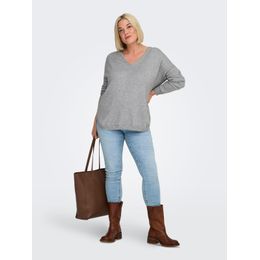 Only sheego Gro&szlig;e Gr&ouml;&szlig;en V-Ausschnitt-Pullover, ultimate grey detail:melange, Gr&ouml;&szlig;e M - Damen