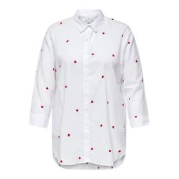 Only sheego Gro&szlig;e Gr&ouml;&szlig;en Langarmbluse, bright white aop:heart, Gr&ouml;&szlig;e 54 - Damen