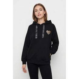 Only sheego Gro&szlig;e Gr&ouml;&szlig;en Kapuzensweatshirt, black print:wild heart, Gr&ouml;&szlig;e M - Damen